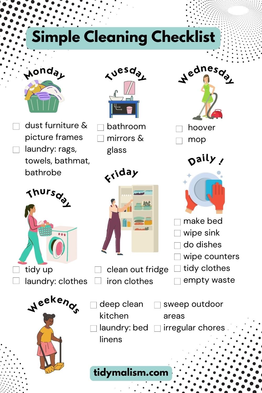 A Simple Cleaning Schedule for a Single Person
